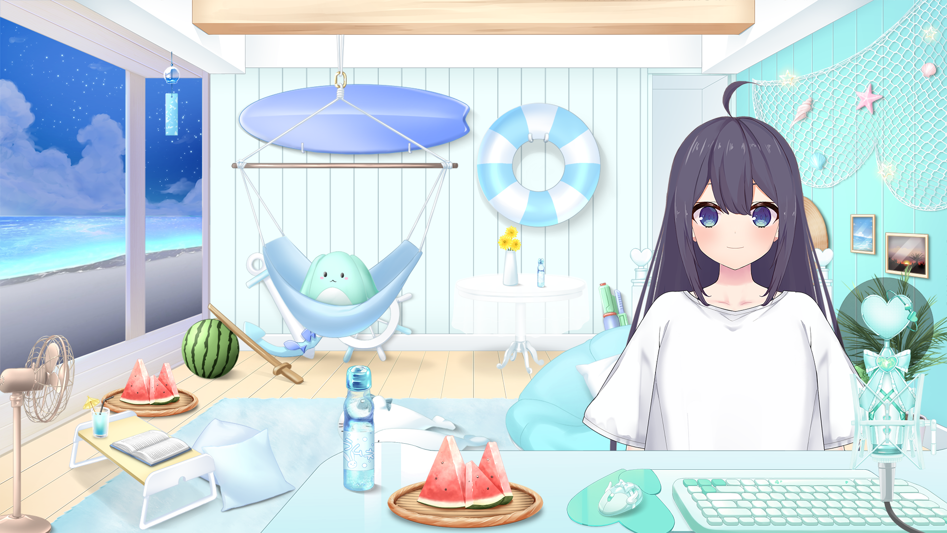 【Beach house】Vtuber Custom Room Set Vol.15【Background Created by ...