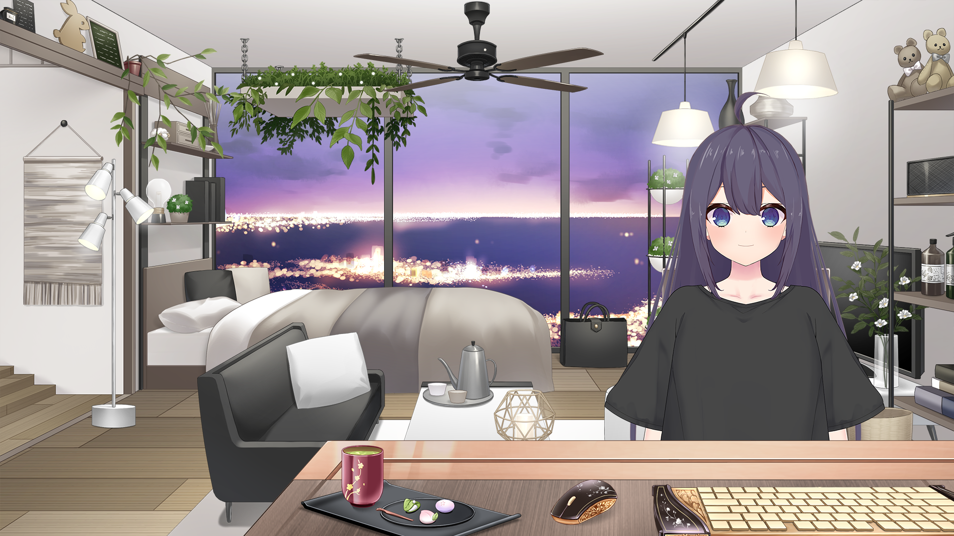 Streaming desk Set illustration【Vtuber's Room assets】 - Usanekomemory ...