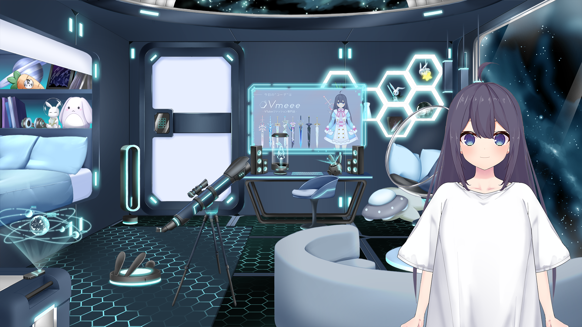 【Concept:Sci-Fi/Space】Vtuber Custom Room Set Vol.17【Background Created ...