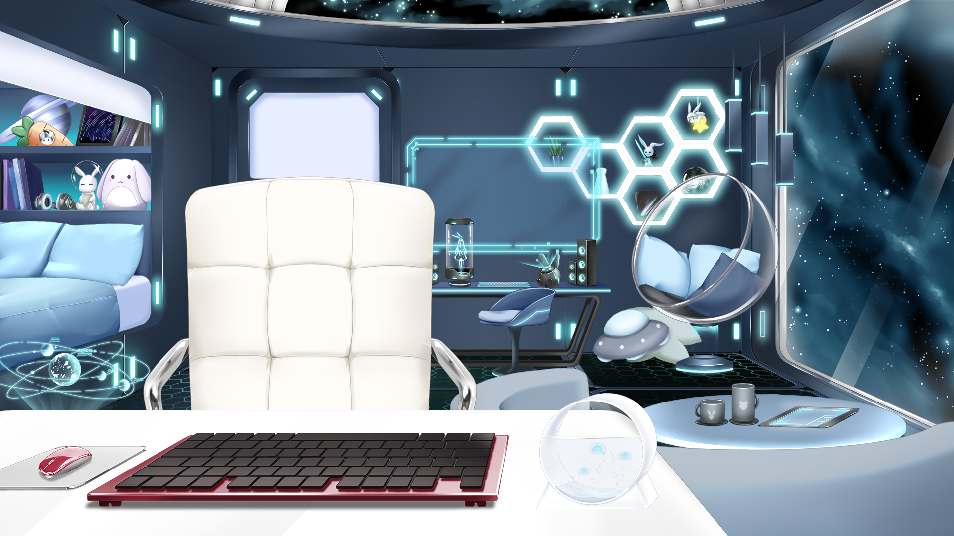 Streaming desk Set illustration【Vtuber's Room assets】 - Usanekomemory ...