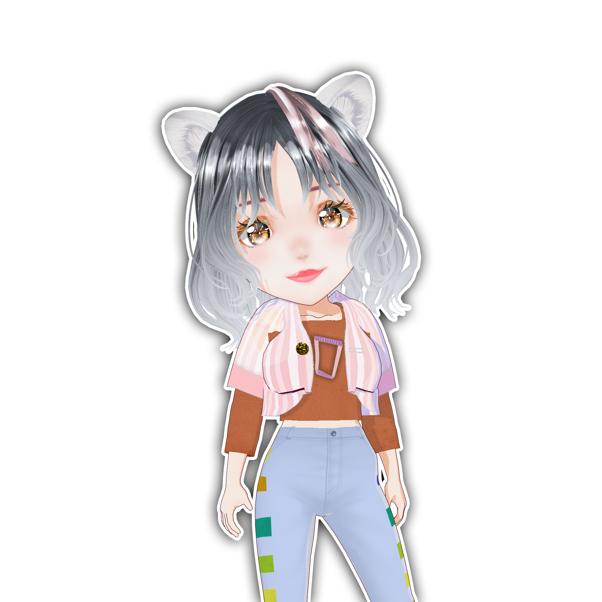 【VRM&Pngtuberデーター】クマ耳のかわいい女子 - chibiavatar - BOOTH