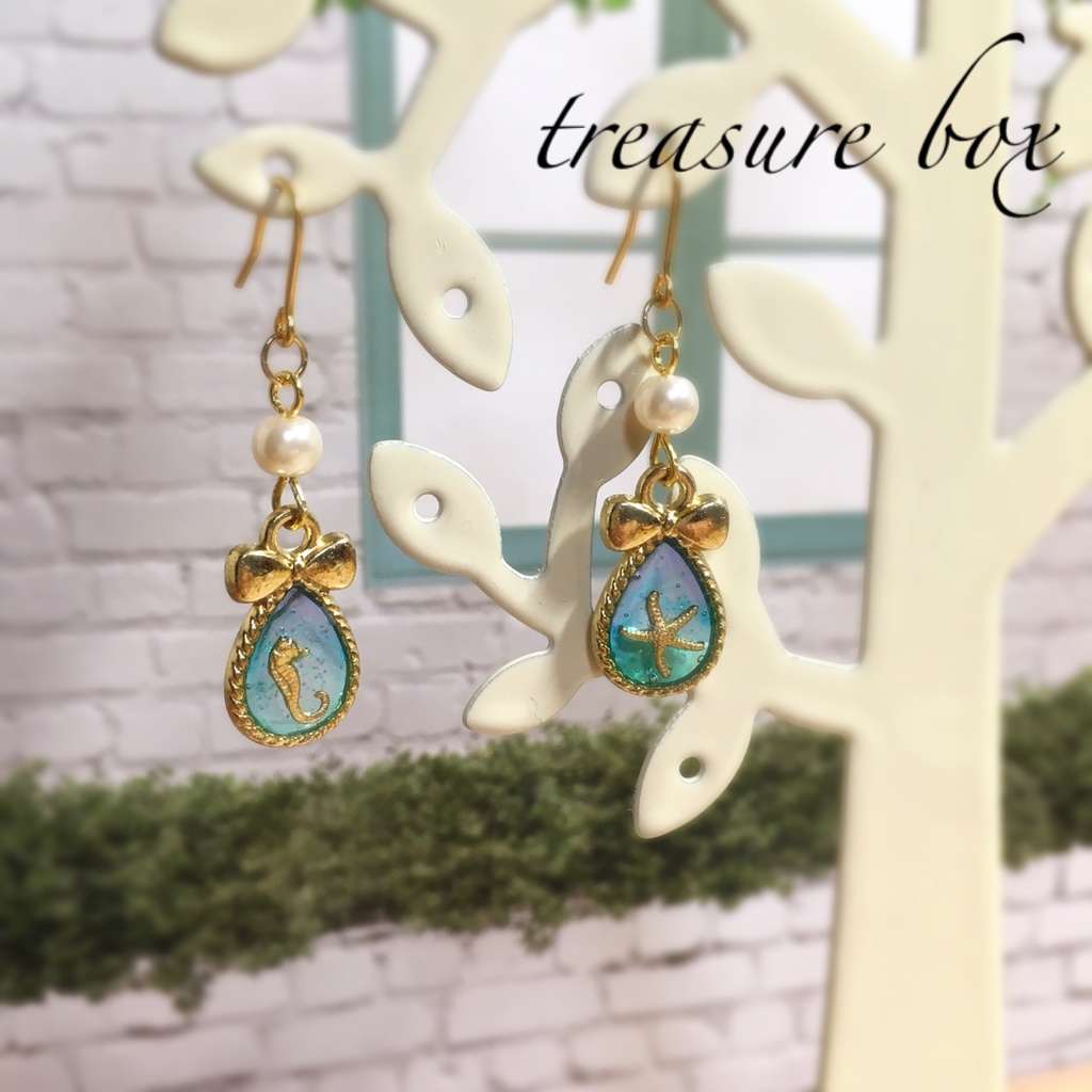 【タツノオトシゴ＆ヒトデ】小さな水族館 ︎ピアス／イヤリング - treasure box - BOOTH