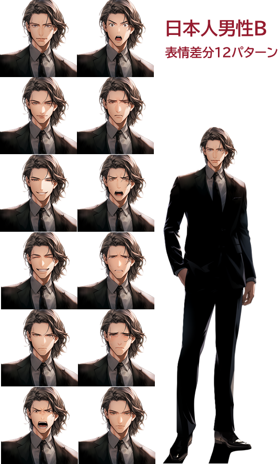 【立ち絵】日本人男性B【TRPG】【表情差分】 - しゃら - BOOTH