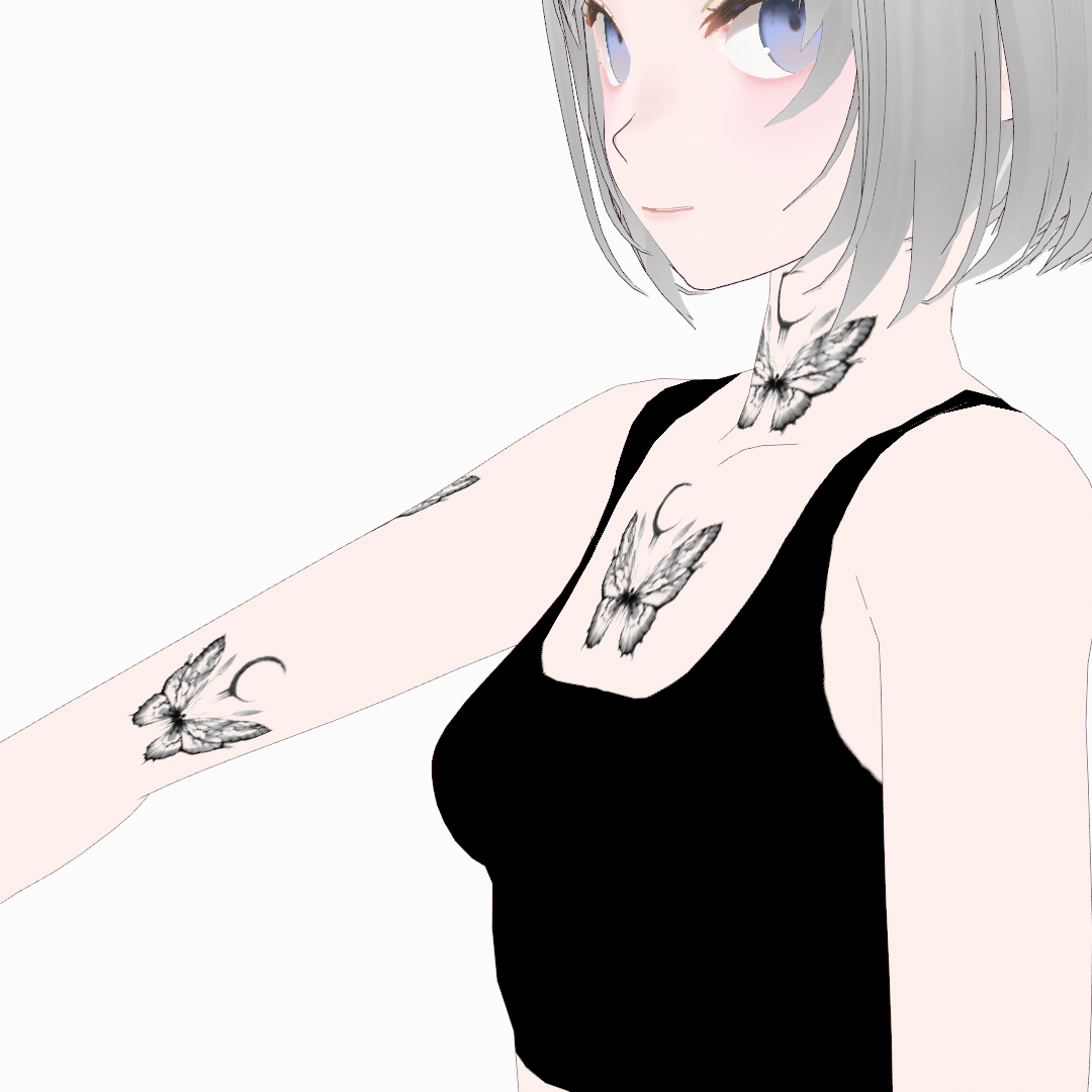 【Free】蝶と月のタトゥー butterfly & moon tattoo vroid - CYREAM - BOOTH