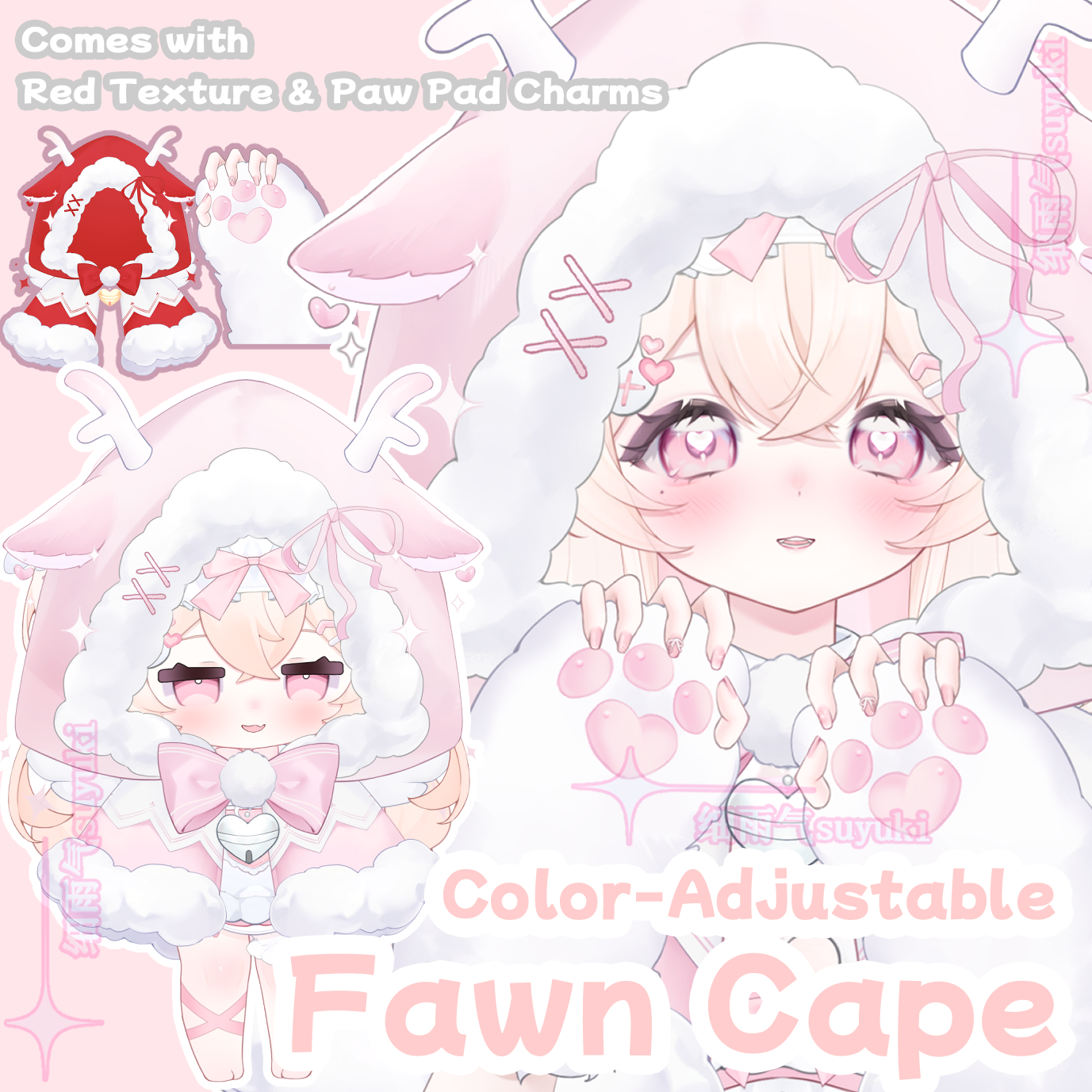 【Live2D Assets/VTuber向け】 Fawn Cape & Paw Pad Charms - 细雨气 - BOOTH