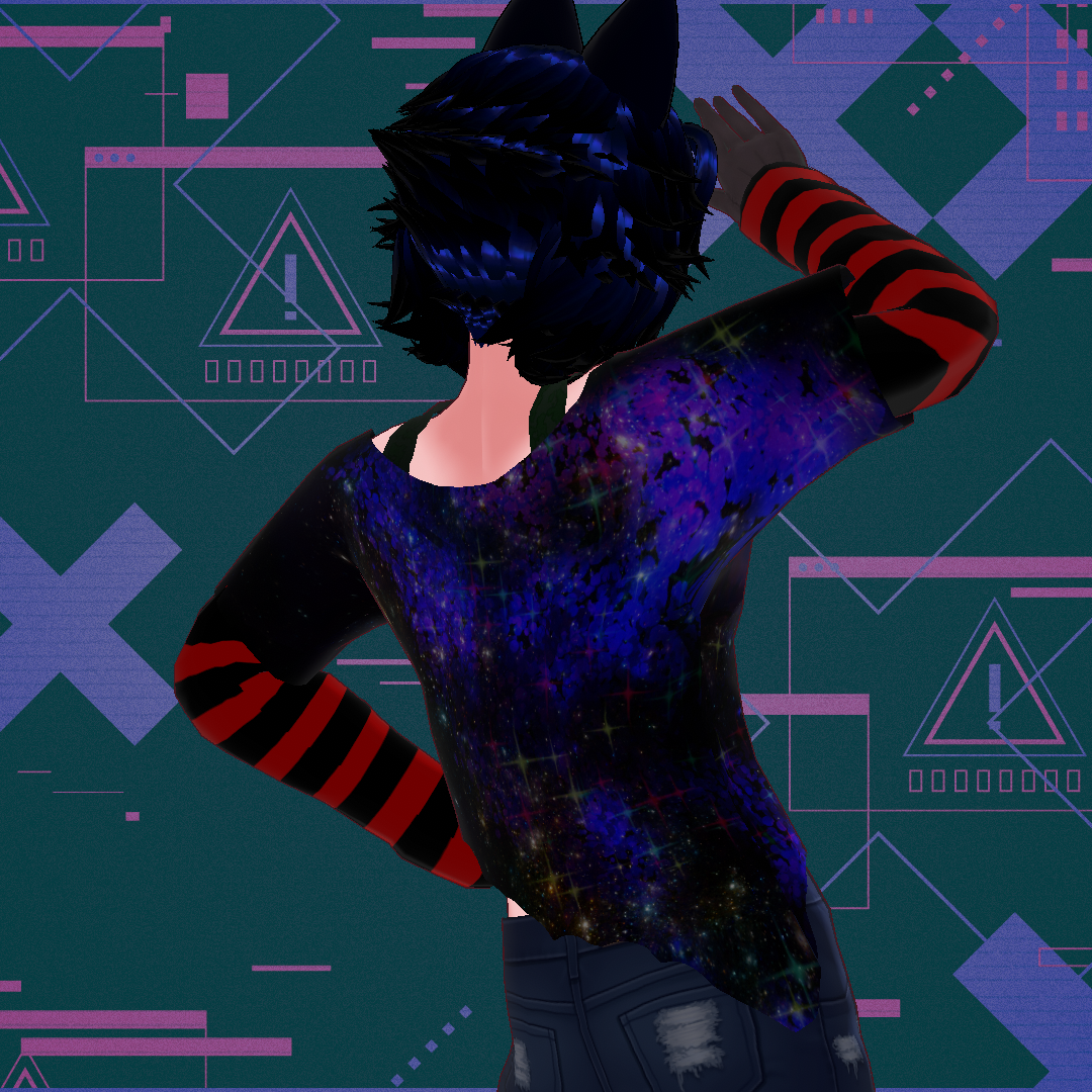[VRoid] Long galaxy themed torn crop top. - nightwolfms - BOOTH