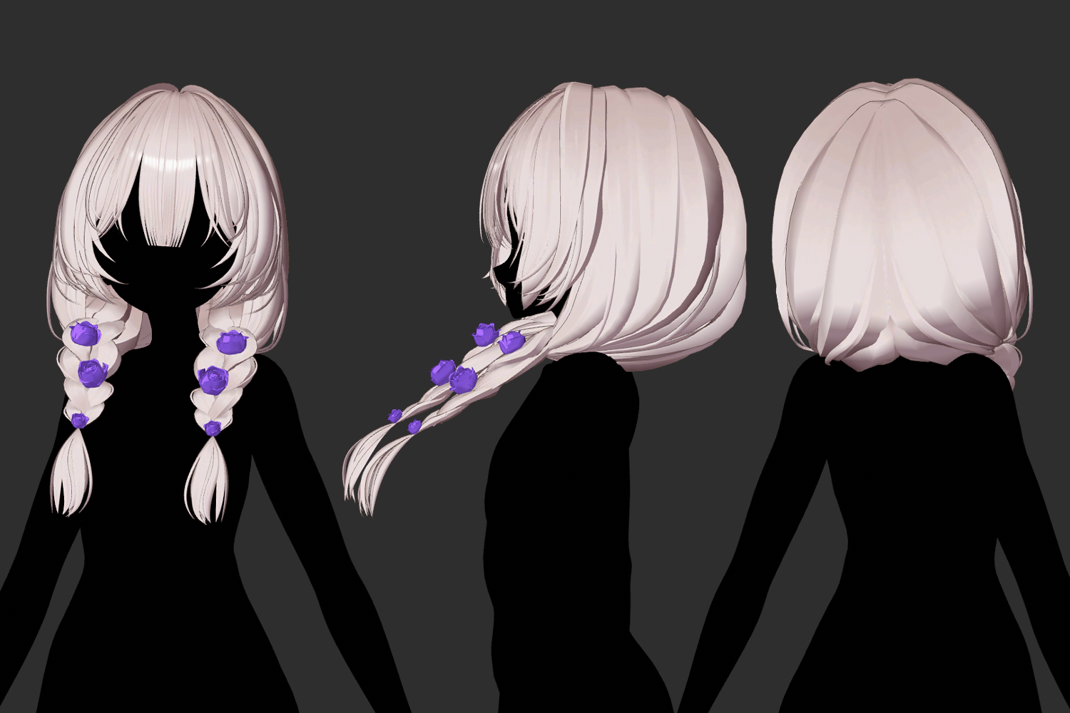 2 Type 🌹 Rose blooming braided hair - VRChat Hair / VRChat ヘア ...