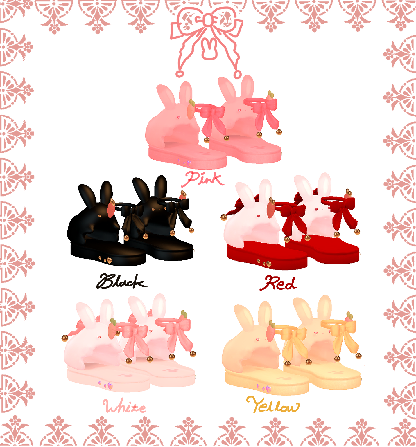 うさぎ choux shoes set /bunny doll,pin,ribbon - bebecarrot - BOOTH