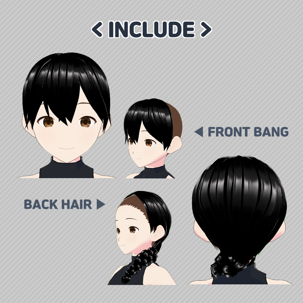 [VROID] Single Braided Hair Preset 三つ編みの髪 - Lemonye - BOOTH