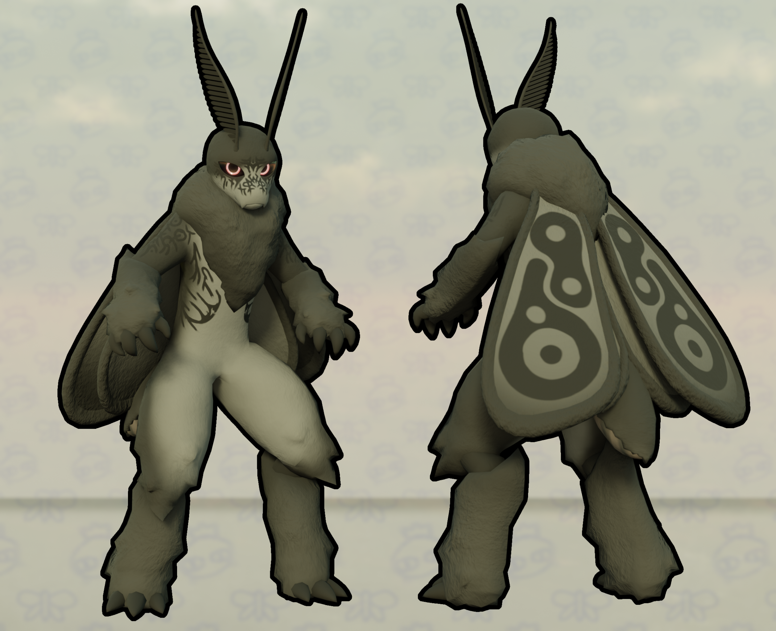 Fluffy Moth avatar for VRChat [Quest/PC] [Substance painter files ...