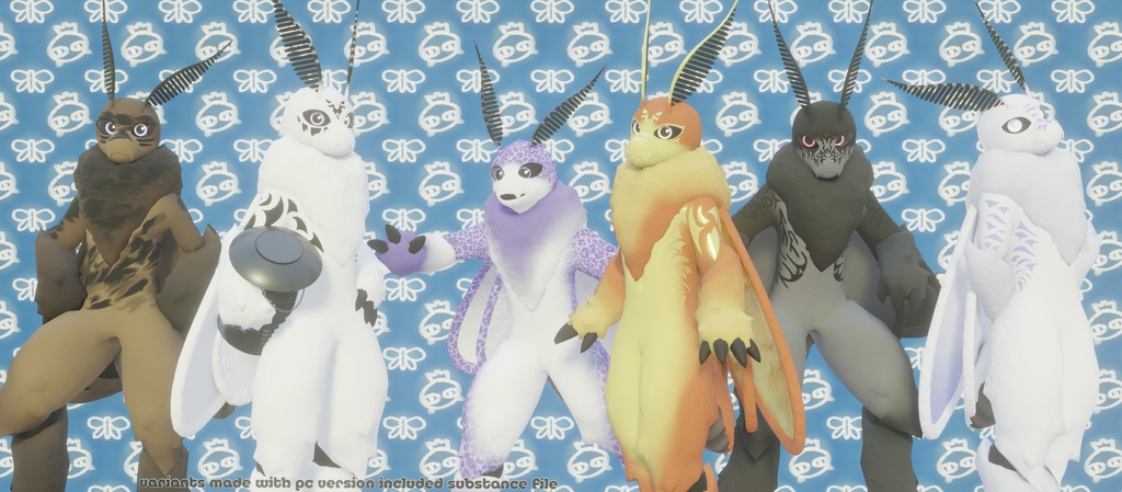 Fluffy Moth avatar for VRChat [Quest/PC] [Substance painter files ...