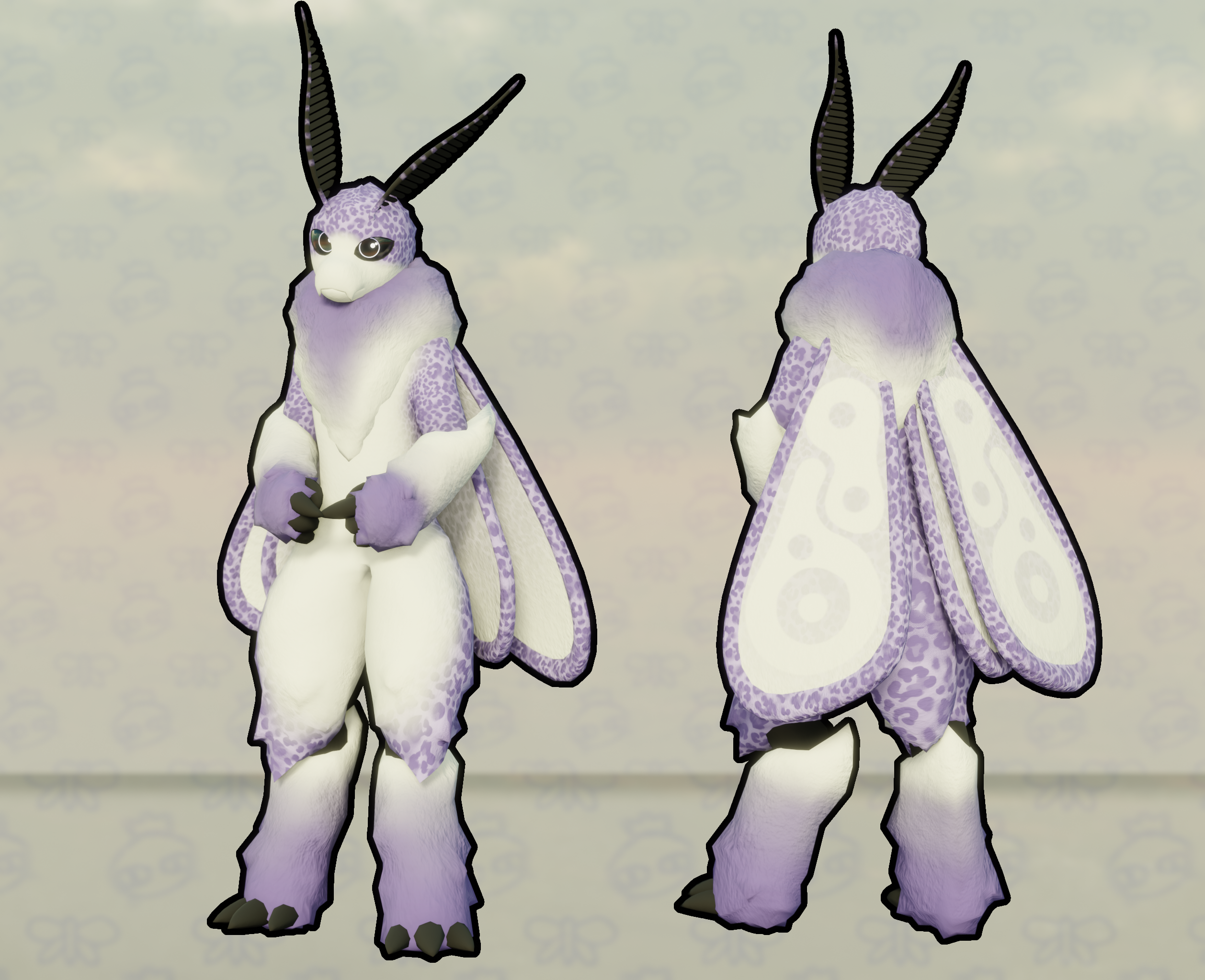 Fluffy Moth avatar for VRChat [Quest/PC] [Substance painter files ...