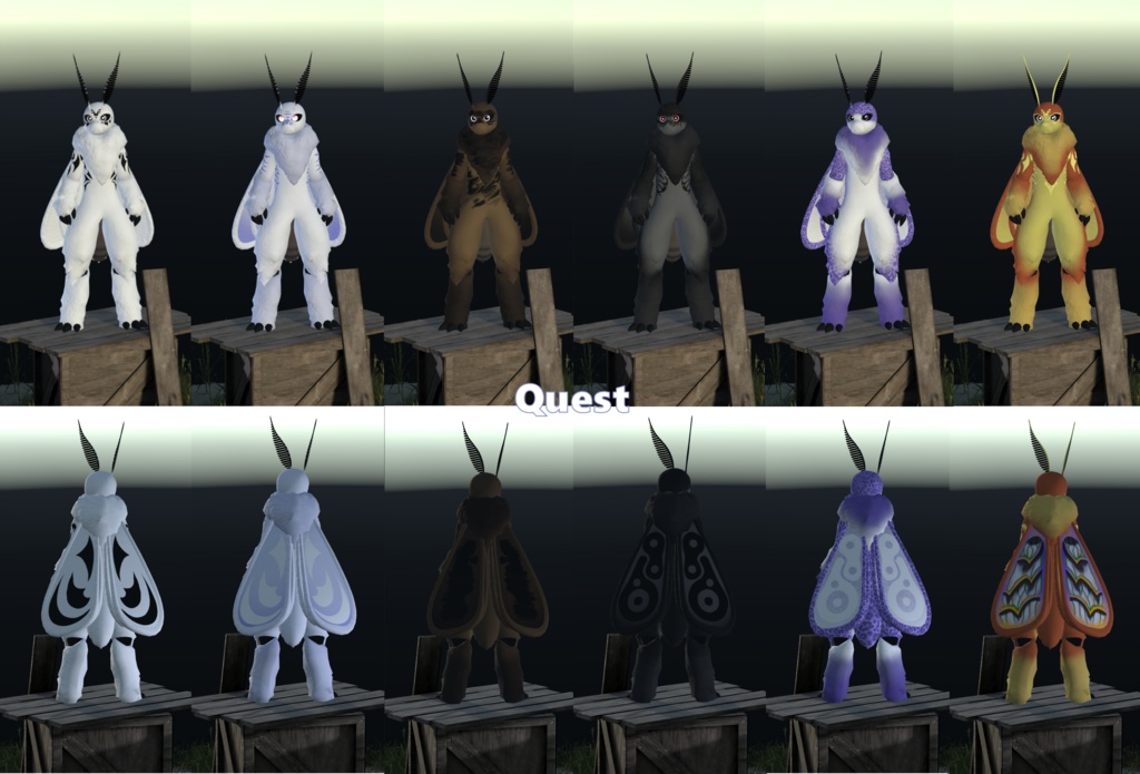 Fluffy Moth avatar for VRChat [Quest/PC] [Substance painter files ...