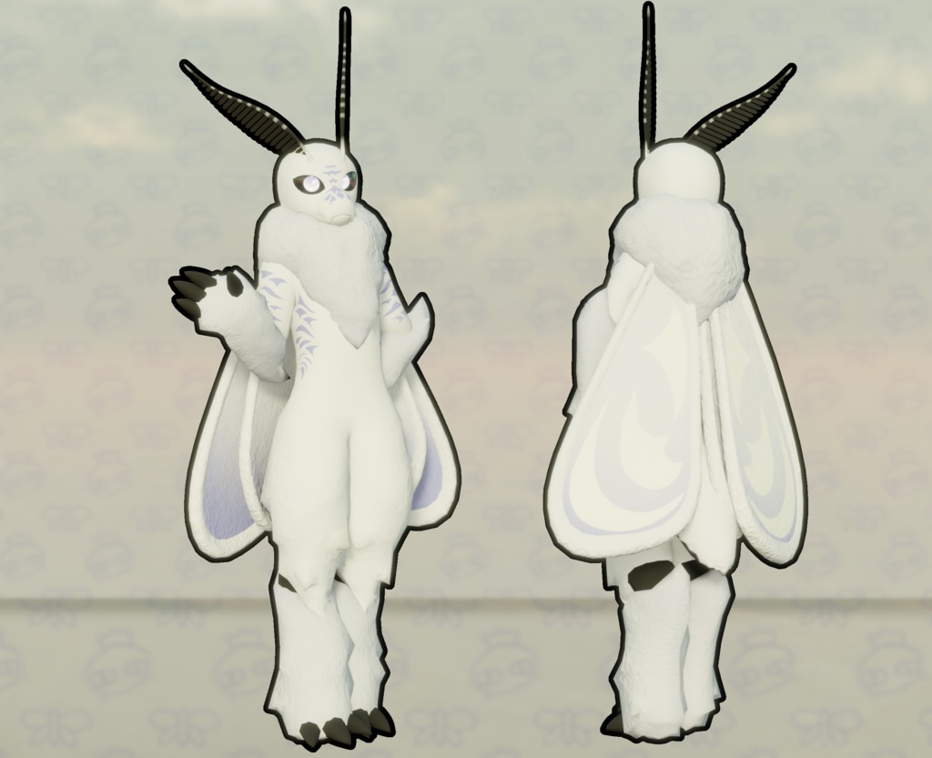 Fluffy Moth avatar for VRChat [Quest/PC] [Substance painter files ...