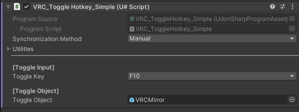 VRC/Udon] Toggle Hotkey Script