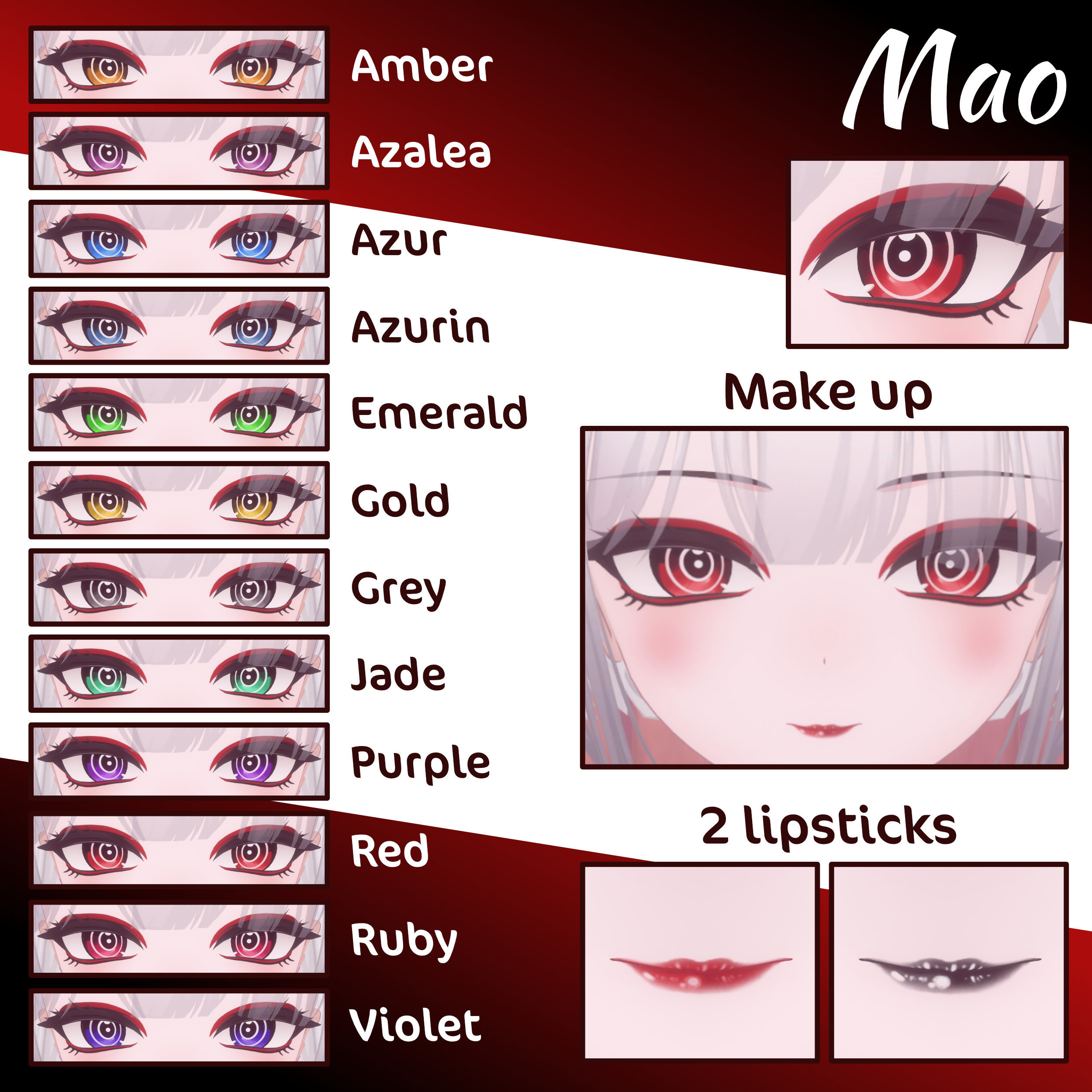 Update ! [Mao] Izanami Eyes and MakeUp Textures - Kandake's Nest - BOOTH