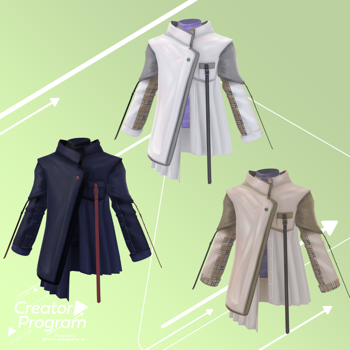 Asymmetry Pleats Coat Outfit - VRChat Men's Clothing / CP11 ...