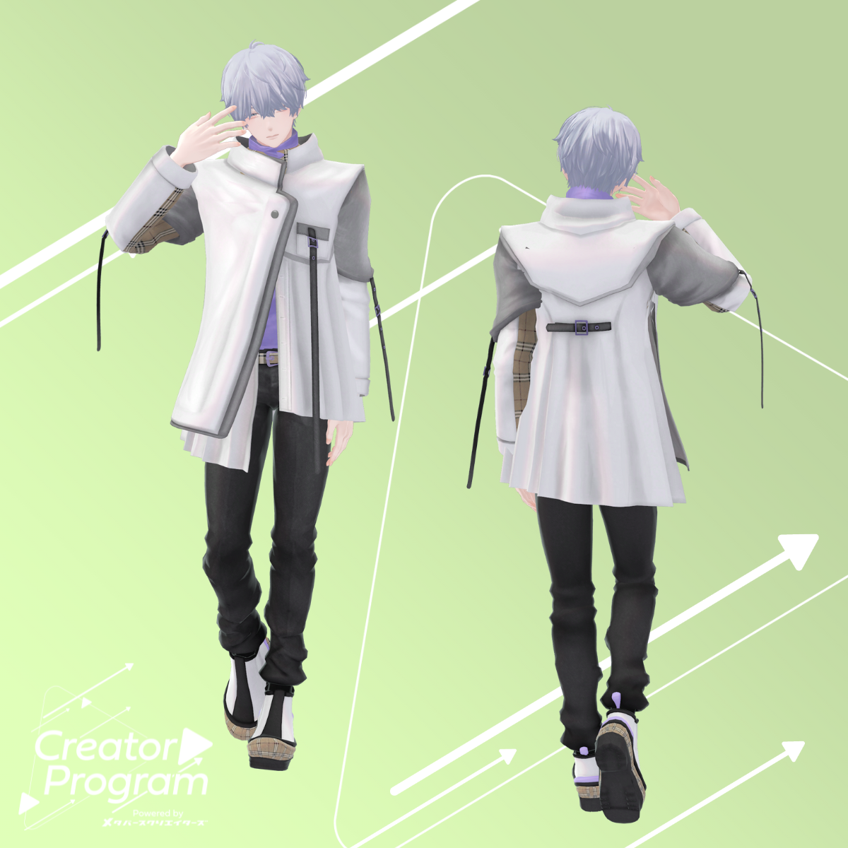 Asymmetry Pleats Coat Outfit - VRChat Men's Clothing / CP11 ...