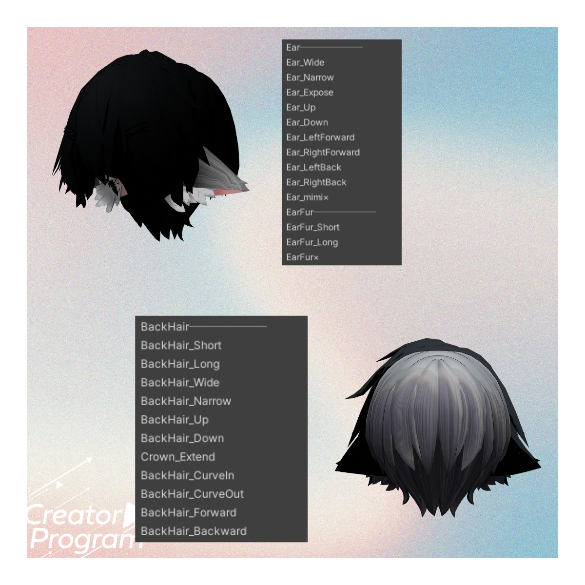Beast Ear Hair - VRChat Hair / CP26 - MetaCreatorsTYO EN - BOOTH