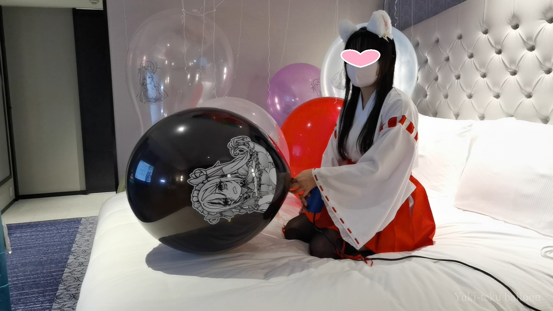 巫女さんのイラスト風船遊び&割り Miko style M-chan's Anime balloon play & Pop - yuki ...