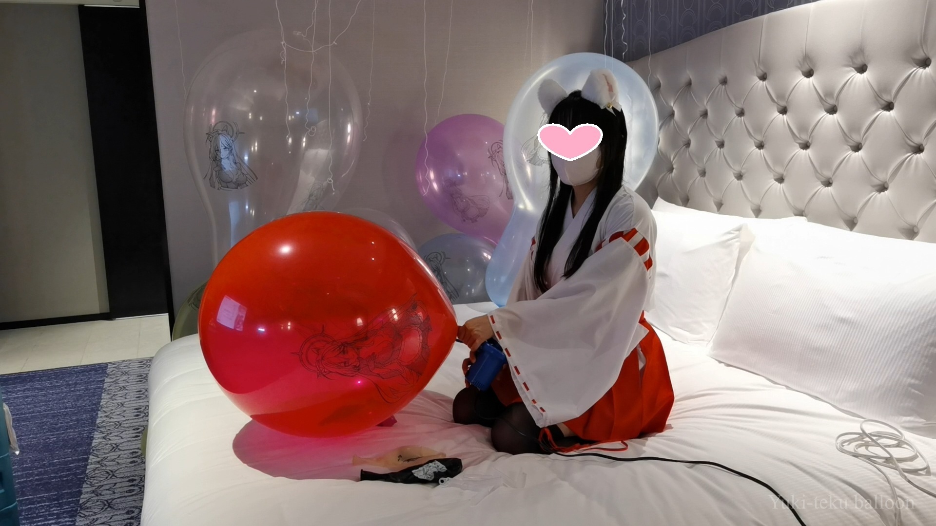 巫女さんのイラスト風船遊び&割り Miko style M-chan's Anime balloon play & Pop - yuki ...