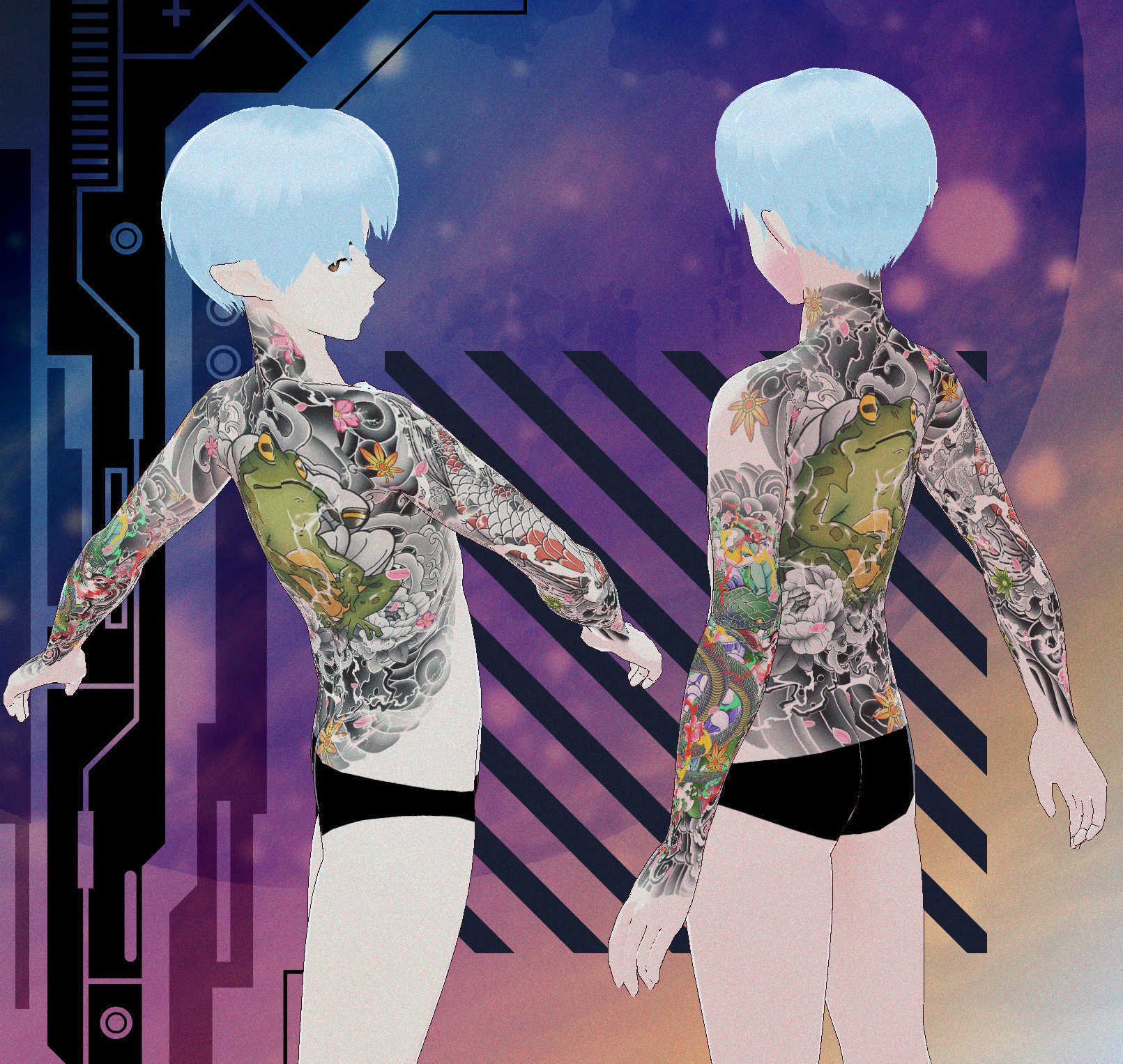 [VROID] 入墨 Skin Tattoo カエルと鯉 - jekdigishop - BOOTH