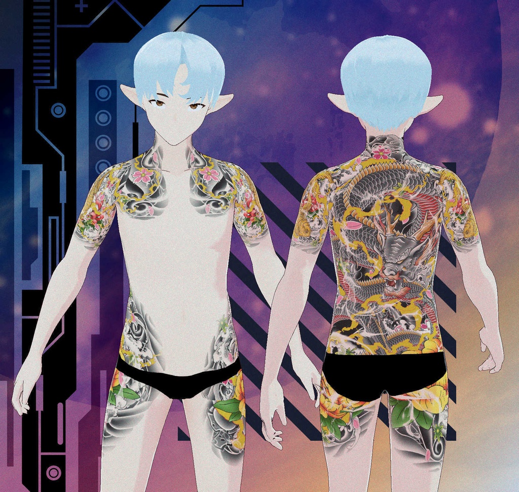 [VROID] 入墨 Skin Tattoo カエルと鯉 - jekdigishop - BOOTH