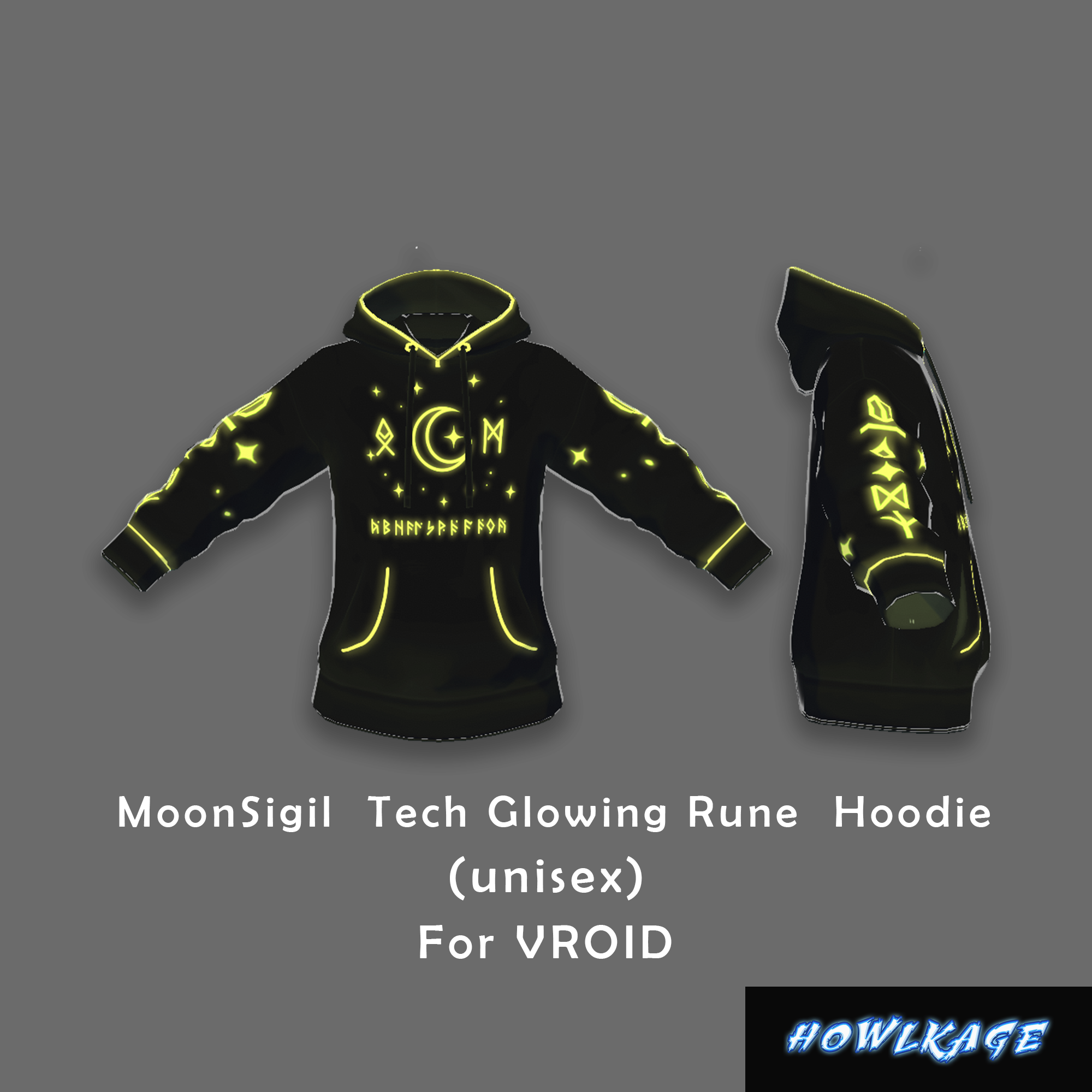 FREE VRoid Hoodie – MoonSigil Glowing Rune Techwear (VTuber Outfit ...
