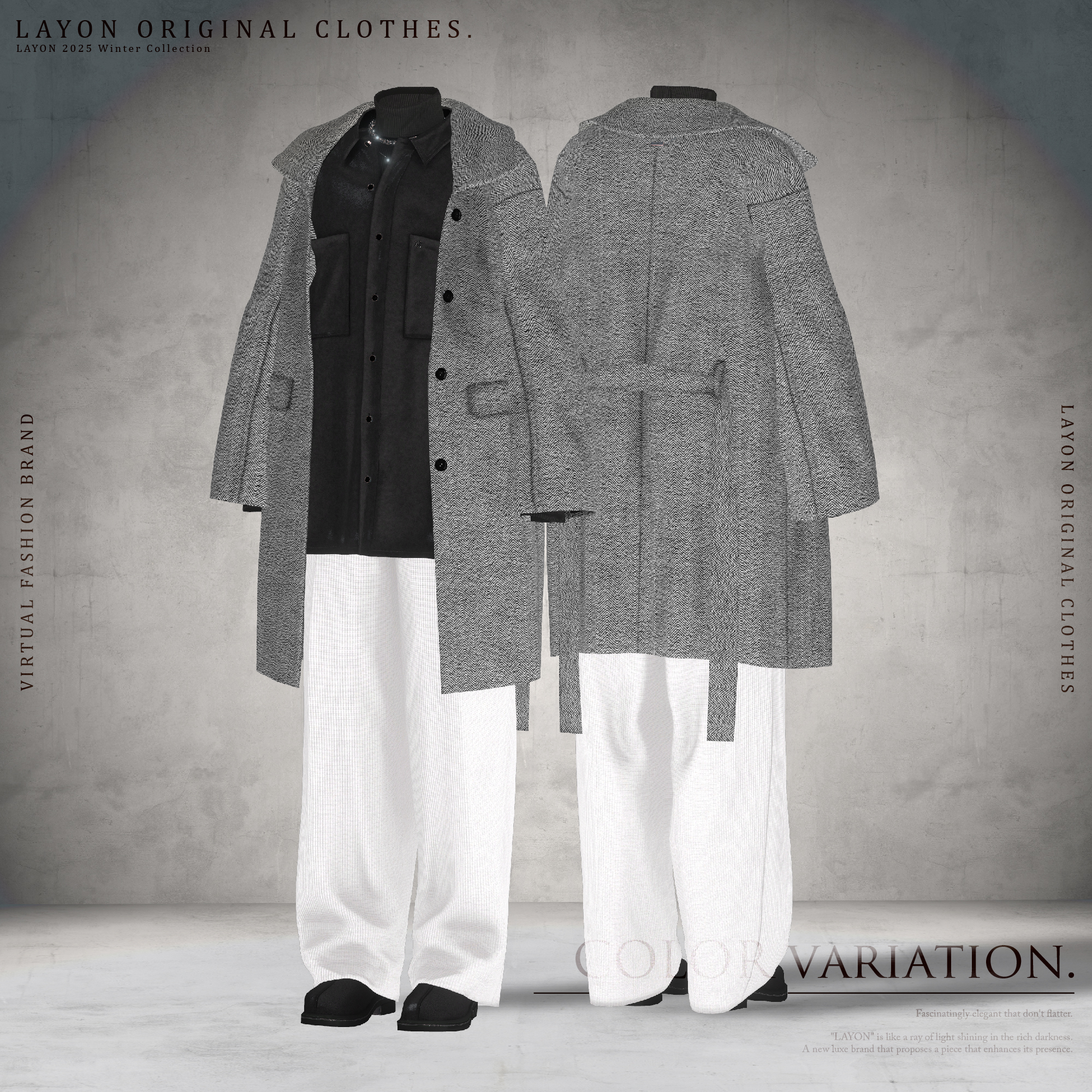 【3D】WHITE DUSK =HOMME= (水瀬/狛乃/ラシューシャ対応) #LAYON服 ＃LAYONコーデ - LAYON - BOOTH