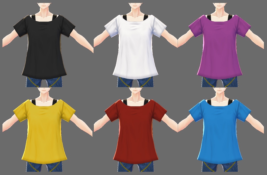 【VRoid用テクスチャ】肩出しTシャツ - WHGF - BOOTH