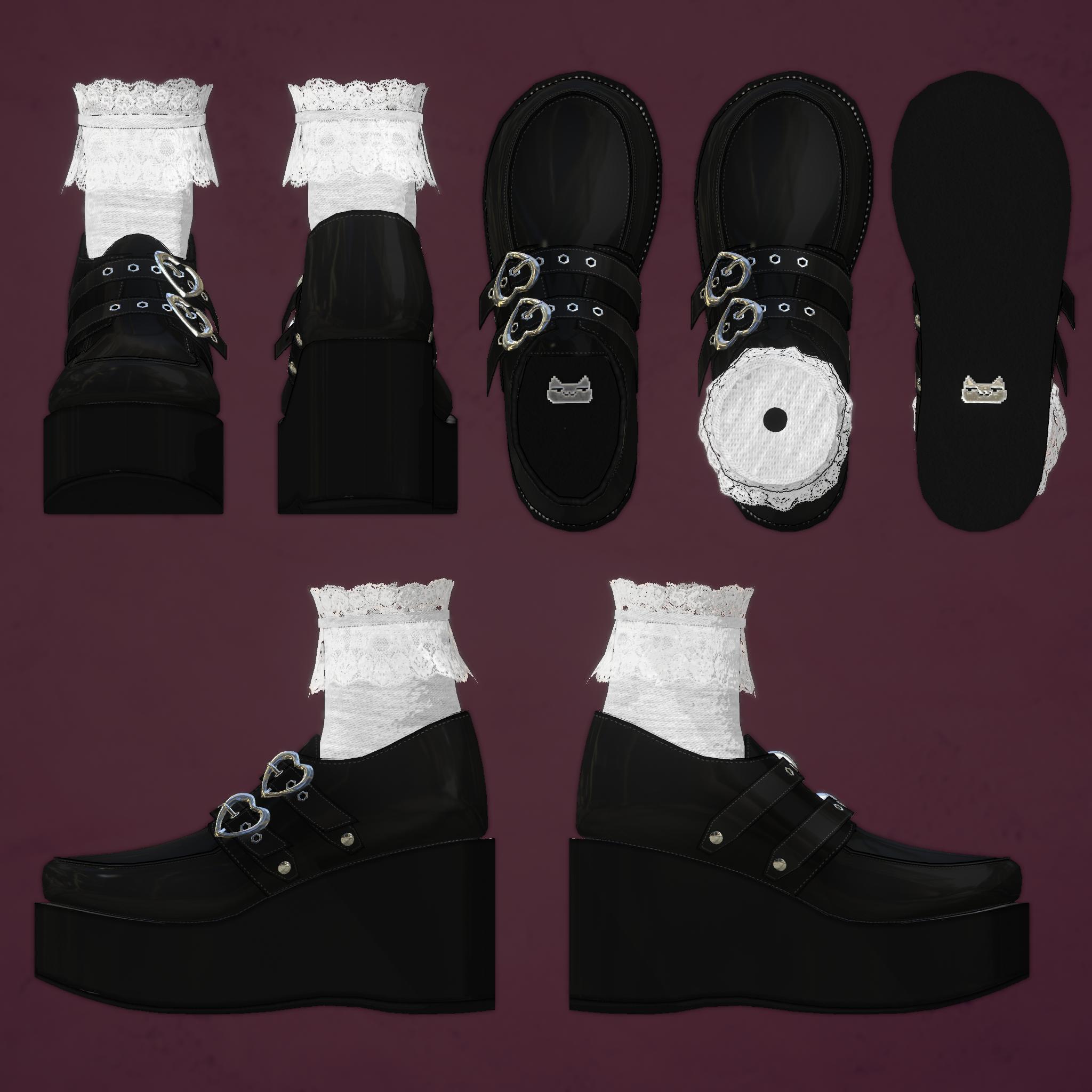 ダブルベルト厚底靴（靴下差分付き） - #ikshop - BOOTH