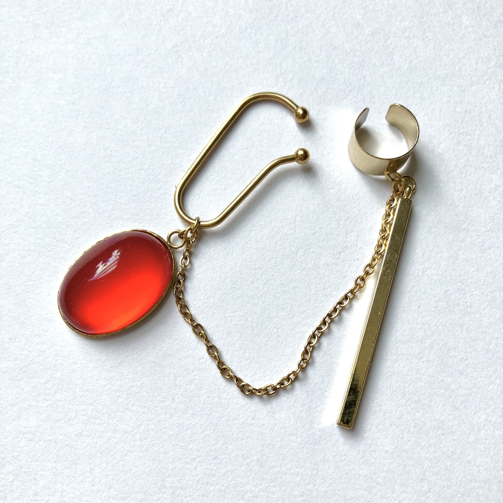 [アレルギー対応] 灼熱色のダブルイヤーカフセット - Hitofumi./金属アレルギー対応アクセサリー - BOOTH