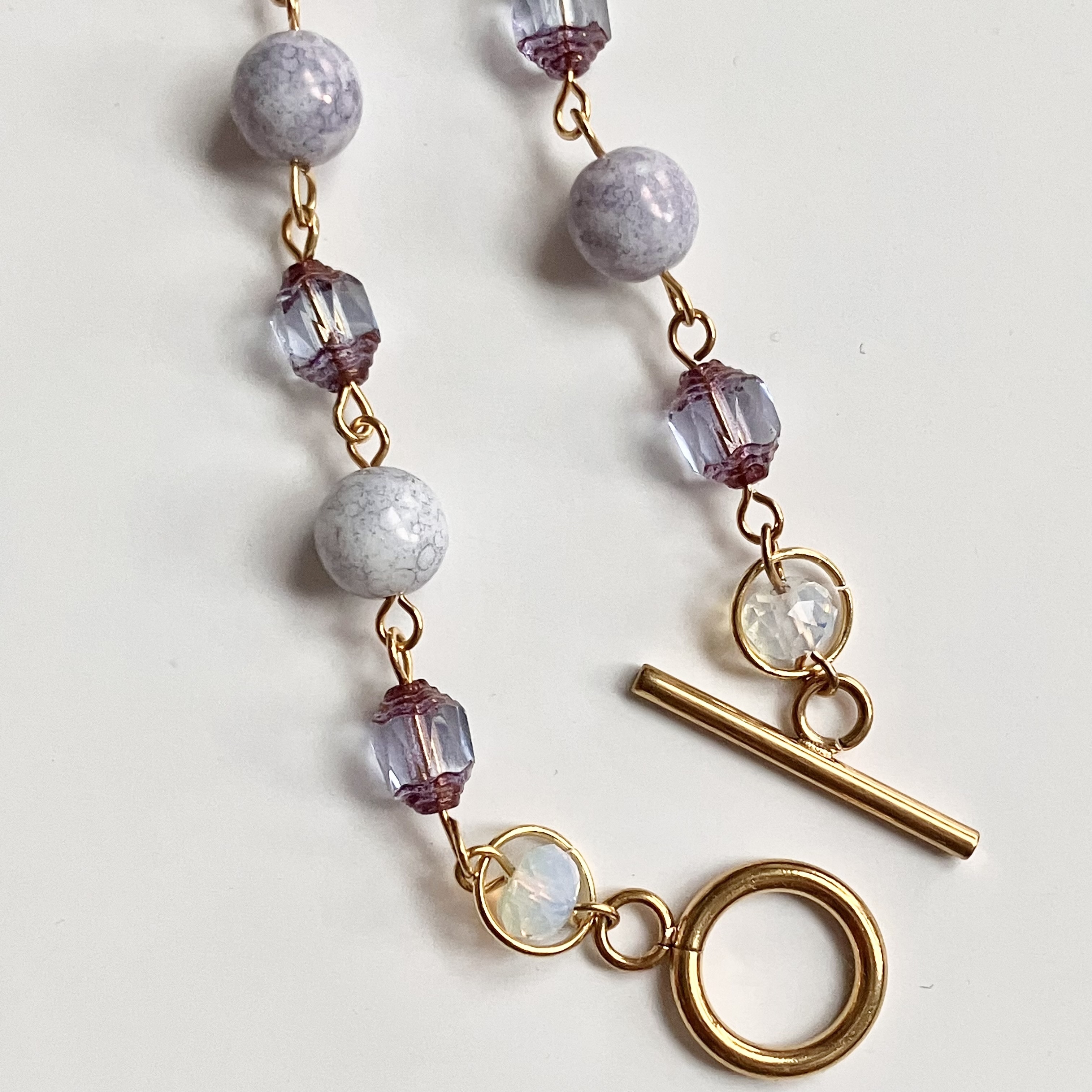 [アレルギー対応] ブルー×パープルのビーズブレスレット - Hitofumi./金属アレルギー対応アクセサリー - BOOTH