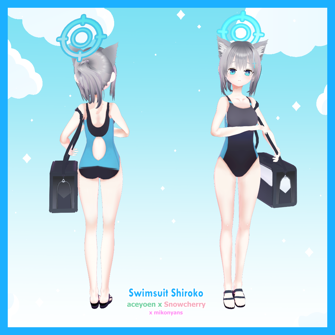 ブルーアーカイブ - 水着 シロコ 3Dモデル - Blue Archive Swimsuit Shiroko VRChat VRM MMD - xsnowcherry - BOOTH