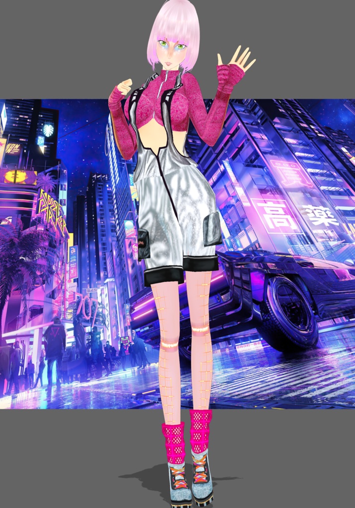 Pink Silver Cyberpunk Romper Set. Cyberpunk Fashion - vintvgedesires ...