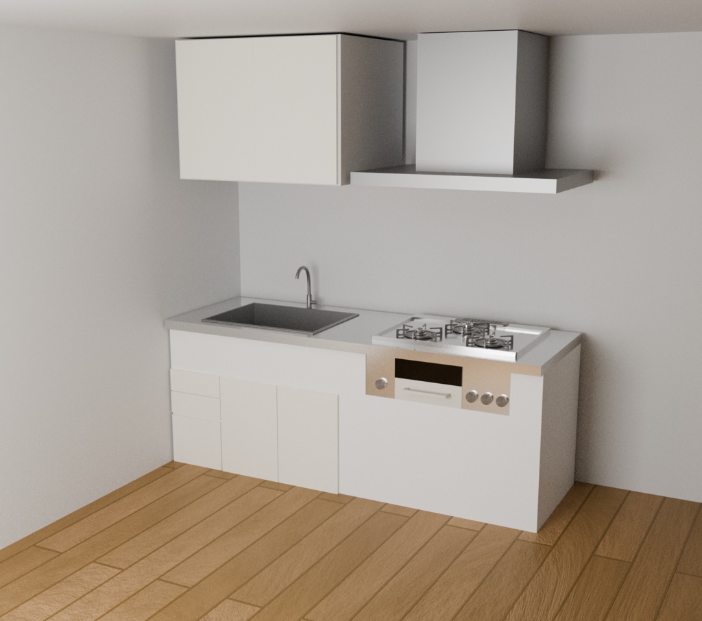 【UnityPackage】【fbx】シンプルなキッチン (kitchen) [blender] - M - BOOTH