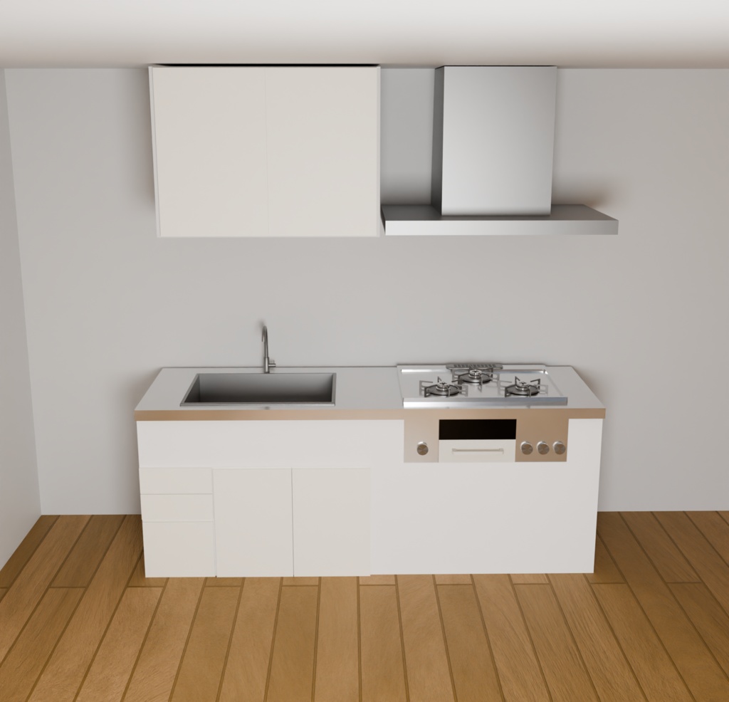 【UnityPackage】【fbx】シンプルなキッチン (kitchen) [blender] - M - BOOTH