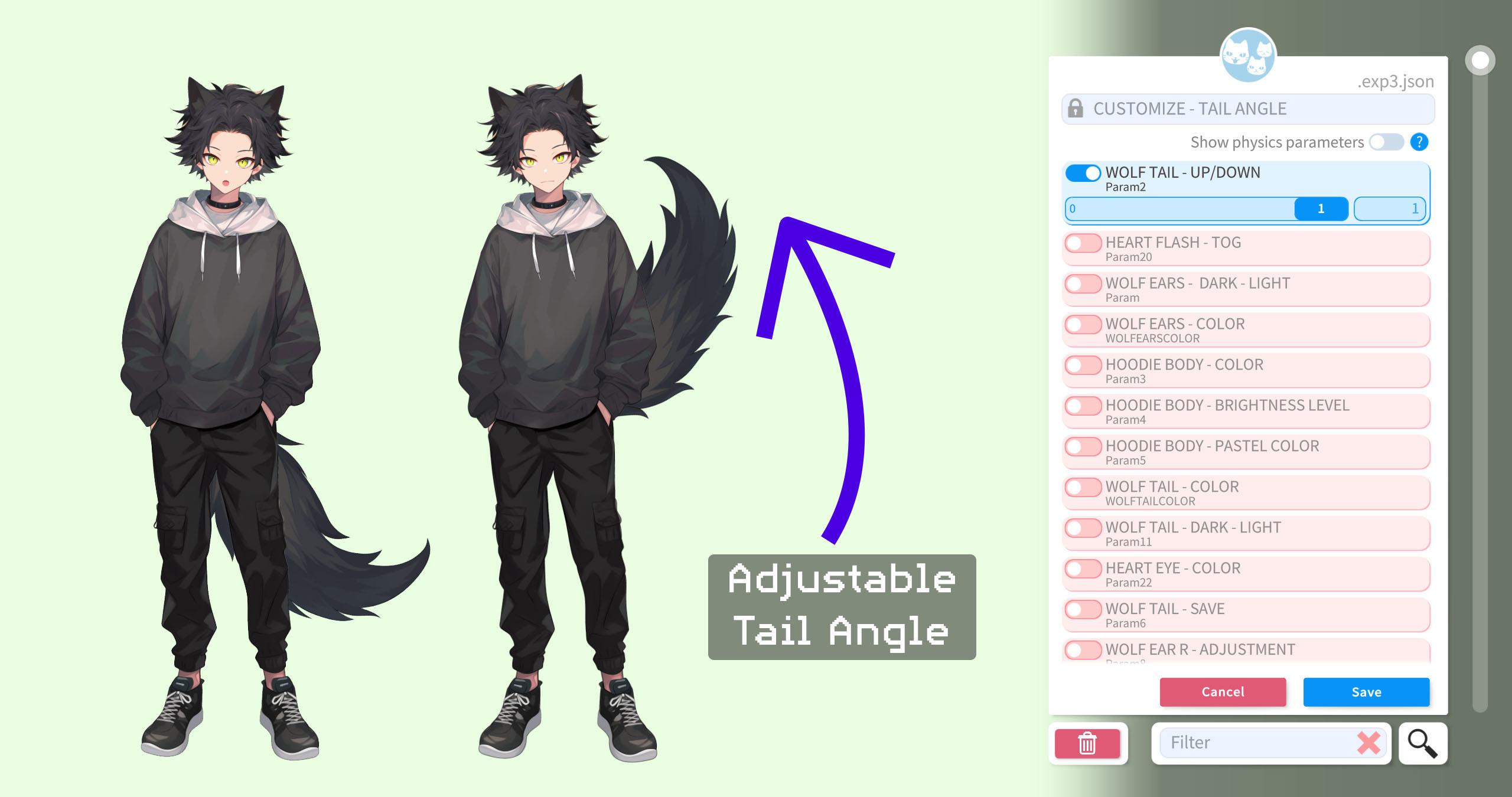 【Live2D】Hoodie Wolf Boy, Live2D Premade Male Vtuber Model, Rigged ...