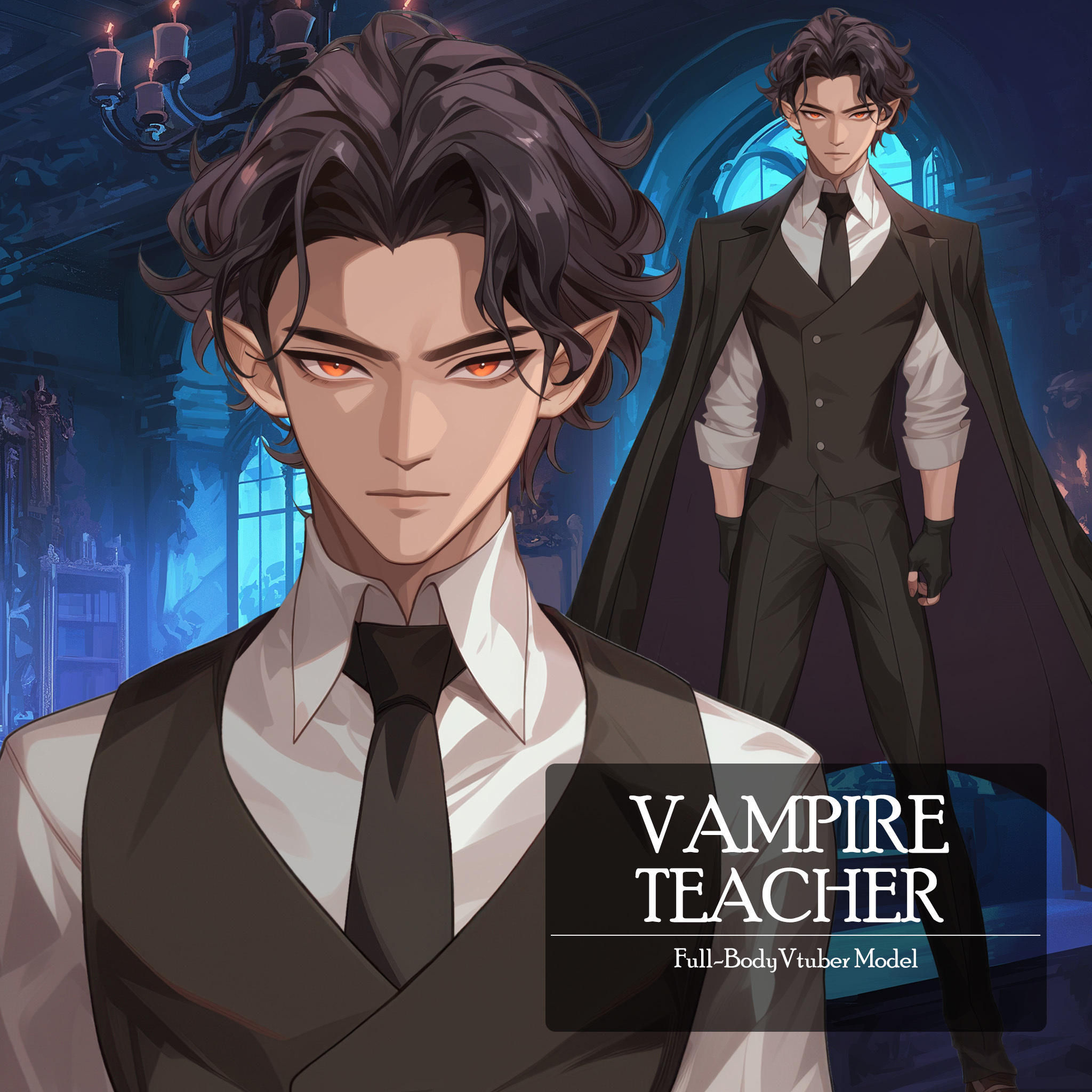 【Live2D】Vampire Vtuber, Premade Vtuber Model, Rigged Vtuber, Demon Boy ...