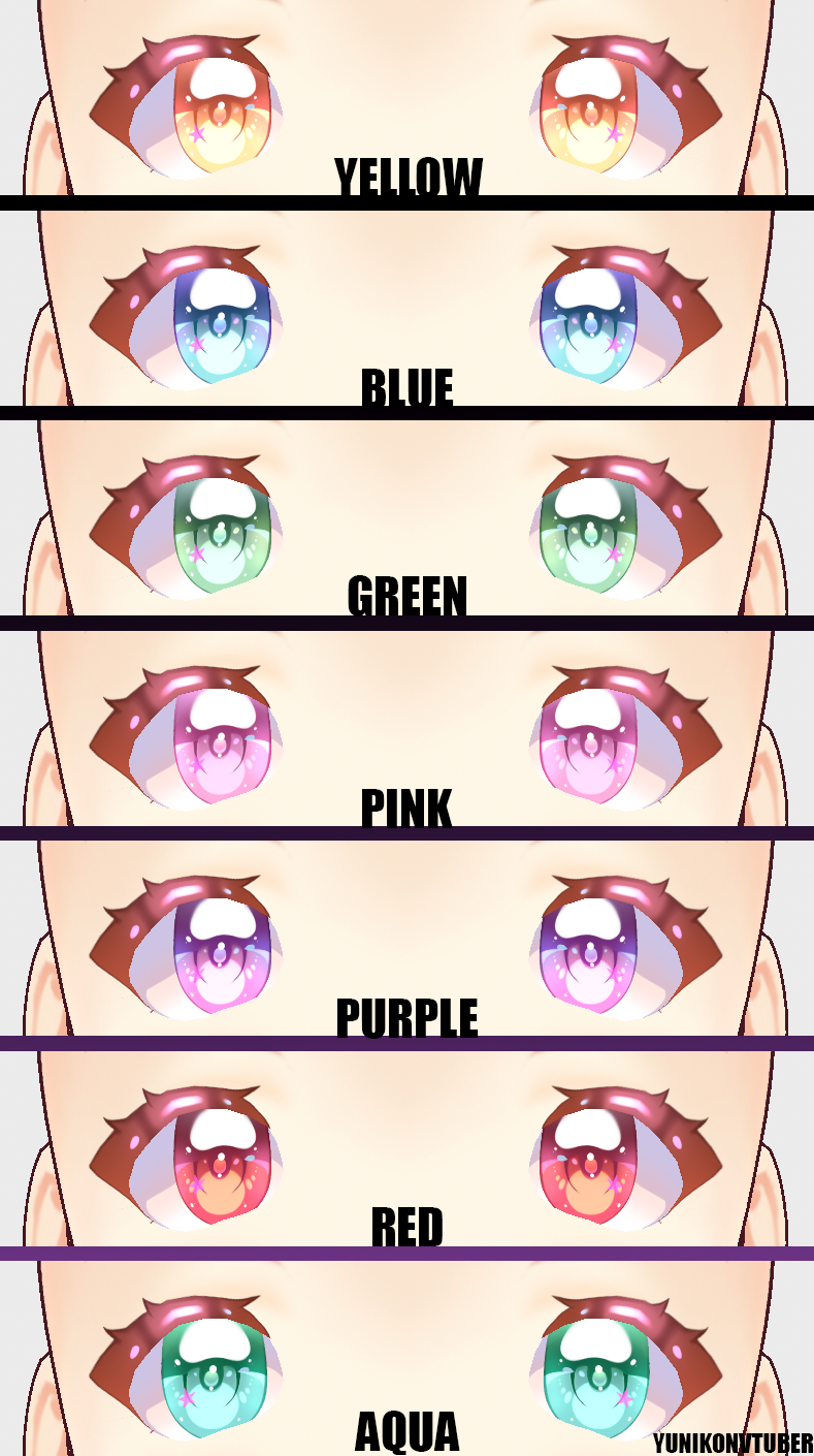 [ Vroid Eye Combo Ver. 2 ] [ Iris + Highlights + Sclera ] [ 7 Colors ...