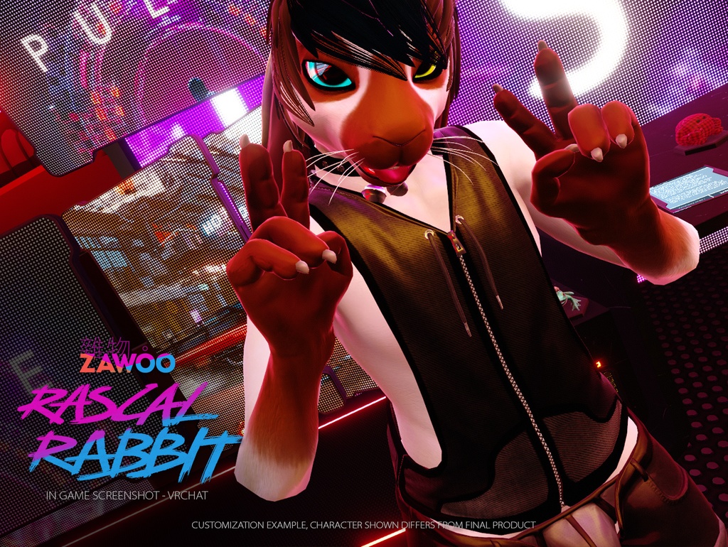 [ZaWoo] Rascal Rabbit - 3D Model for VRChat オリジナルヤンキーうさぎ3Dモデル - ZaWoo ...
