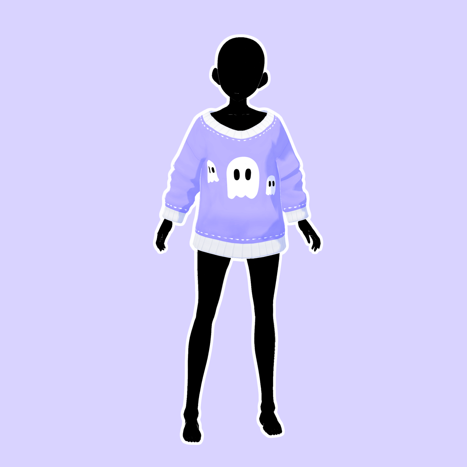 Pastel Purple Spooky Ghost Sweater [VRoid] - 404Sound - BOOTH