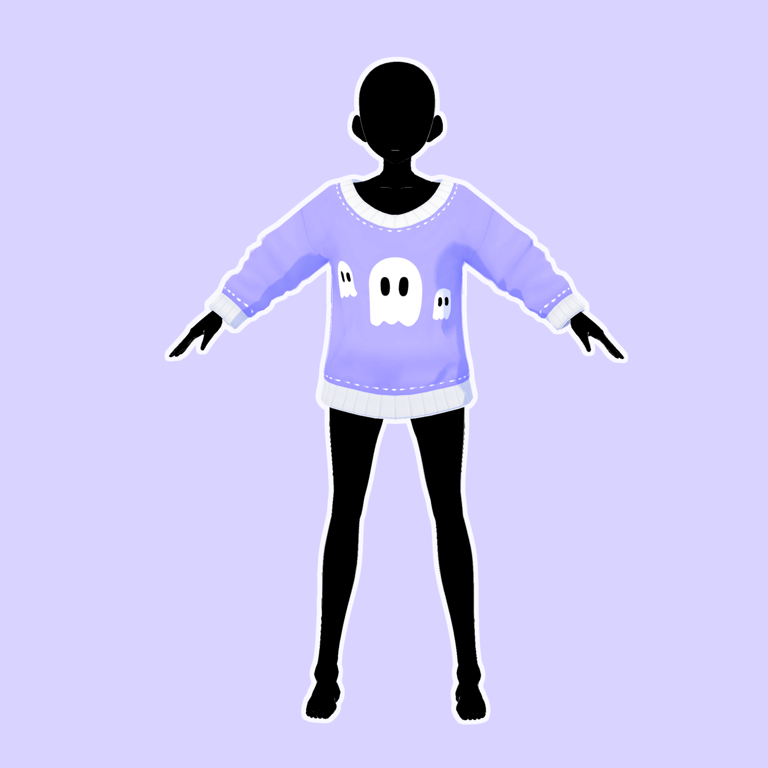 Pastel Purple Spooky Ghost Sweater [VRoid] - 404Sound - BOOTH