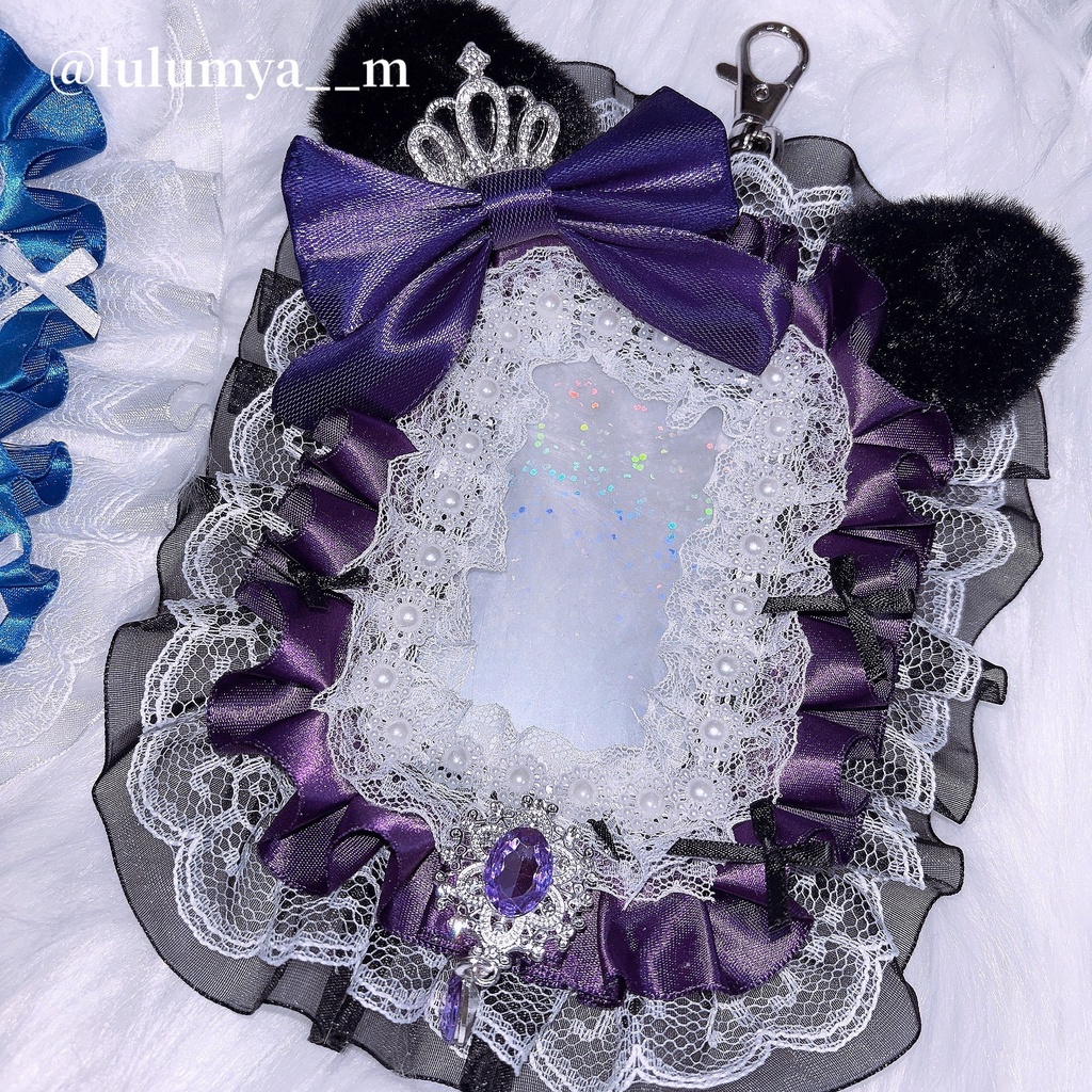 リボンB8トレカ&チェキケース🪞💜(パターンB/紫/黒ねこ) - Luciola.／推し活ネイルチップ - BOOTH