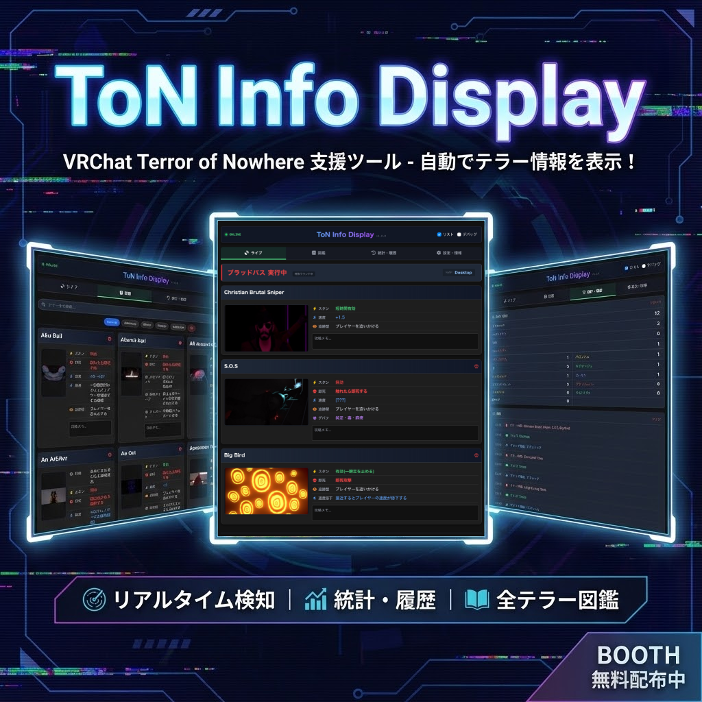 【無料】【Terror of Nowhere】 テラー情報表示ツール ToN Info Display - そらの倉庫 - BOOTH