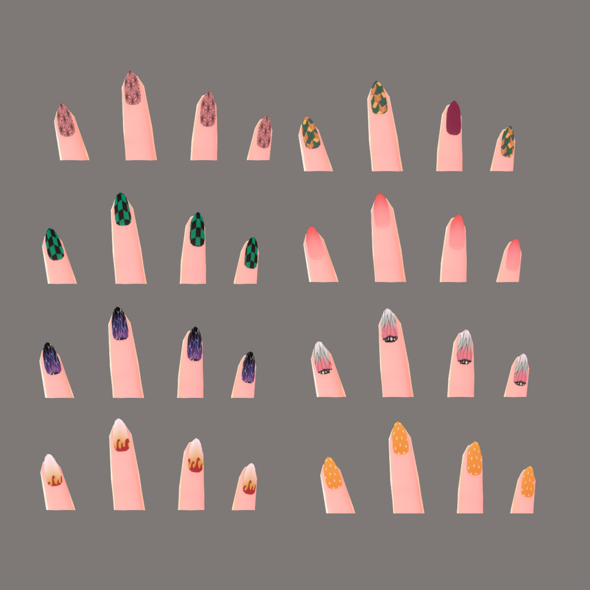 Demon slayer nails texture [vroid] - hoshi's mall! - BOOTH