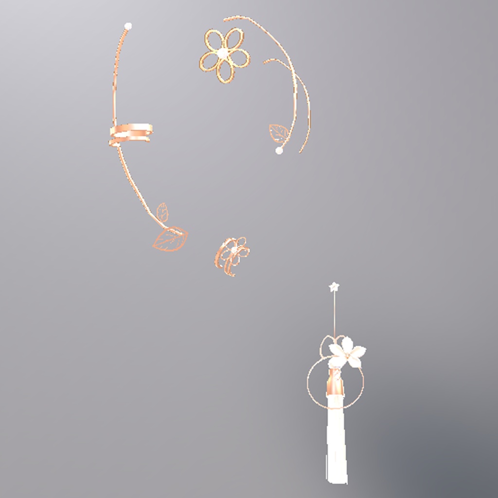 [Free] Flower Earrings and Ear Cuffs - Violet - BOOTH