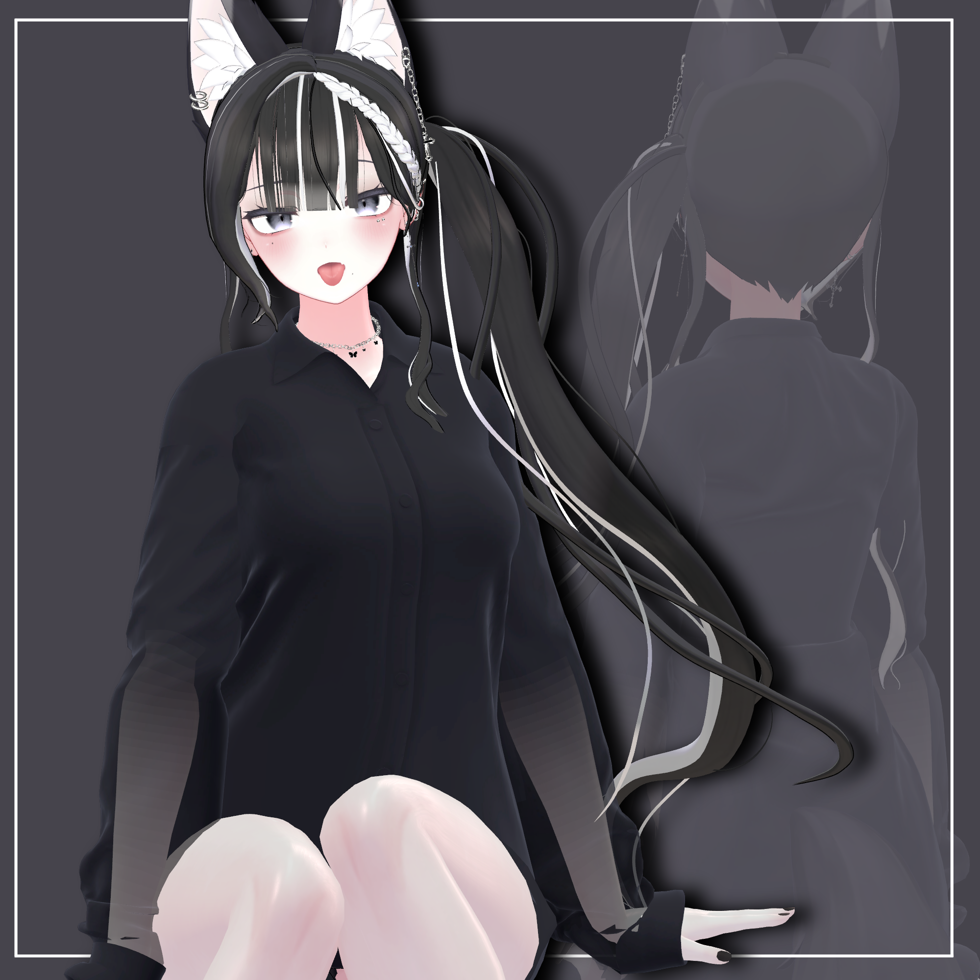🖤 2WAY HIP & Lovely Sidetail/Twintail Hair - For Kikyo【桔梗】 - Violet - BOOTH
