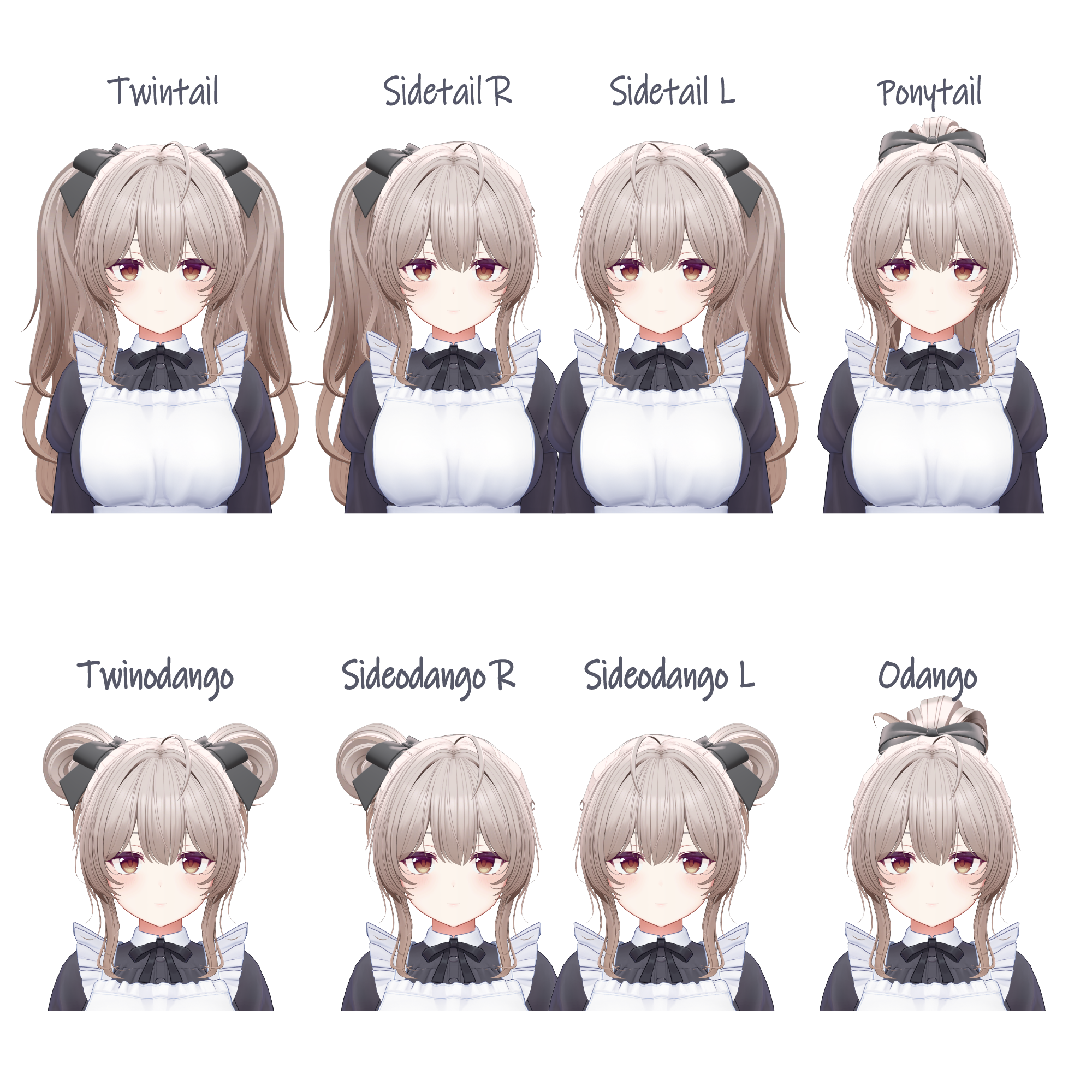 Odango Ponytail 🍡【15Avatars対応】 VRChat Gimmick Hair - APIN SHOP - BOOTH