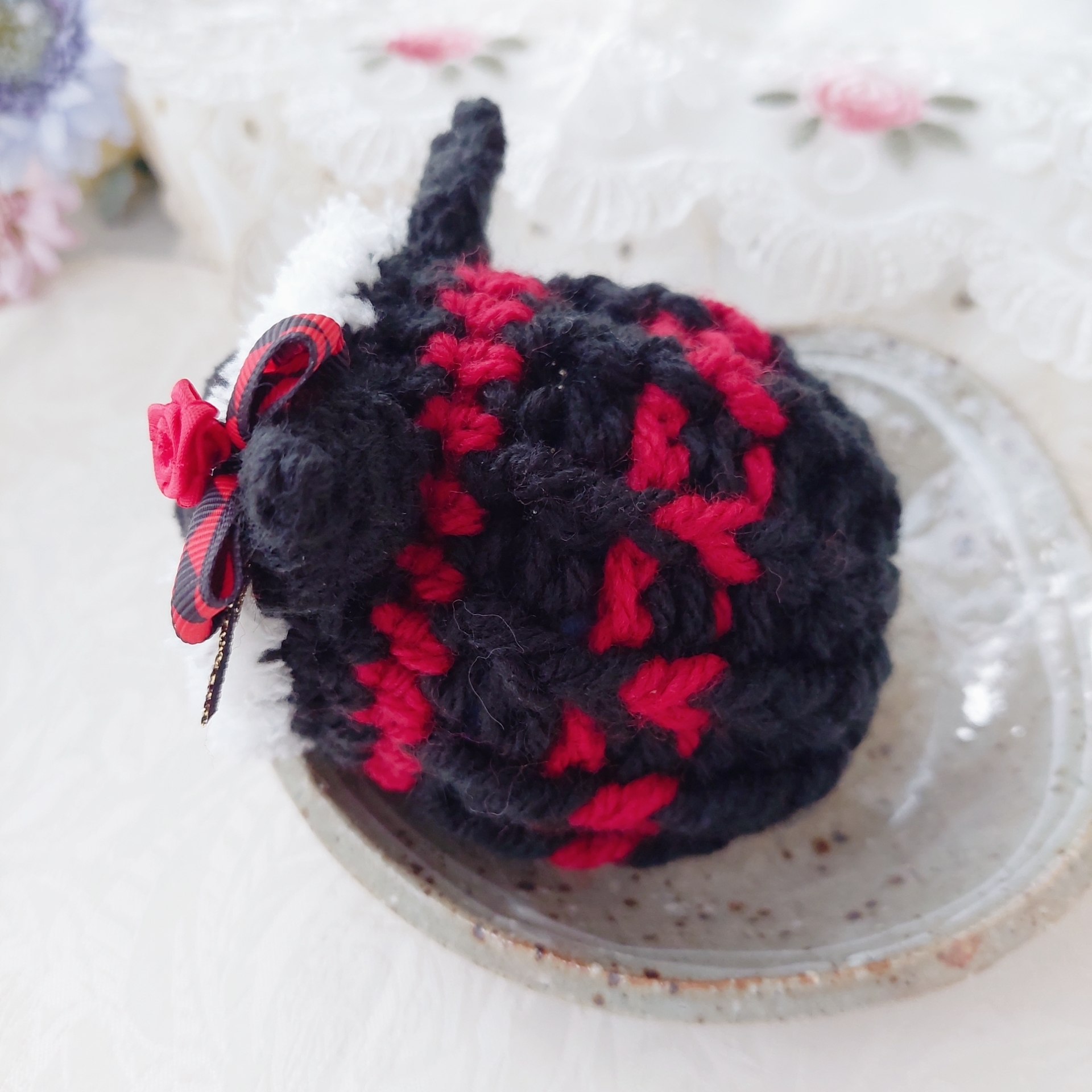 もちマス着ぐるみ【787】黒赤ダイア柄リボン - miyaあむあむ - BOOTH